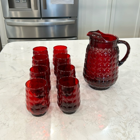 Anchor Hocking | Kitchen | Anchor Hocking Royal Ruby Bubble Pitcher 8 ...